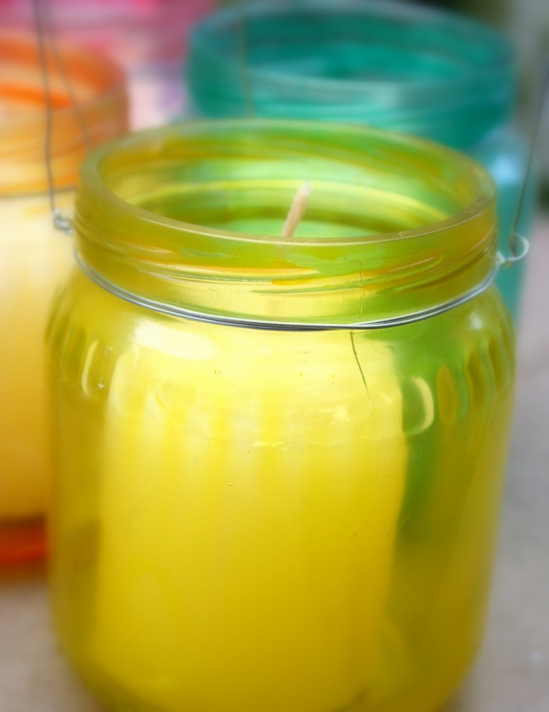 Dyed Glass Luminaries from Baby Jars